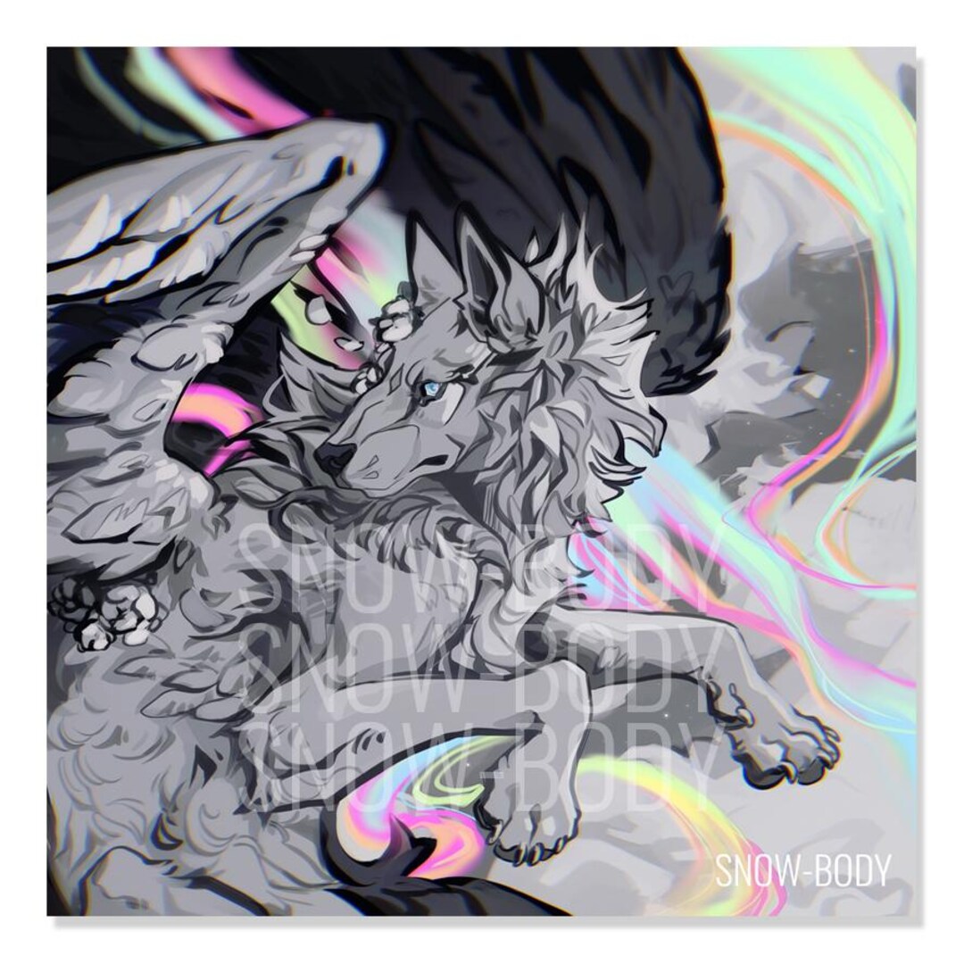 Rainbow Winged Wolf Digital File Clip Art - Etsy