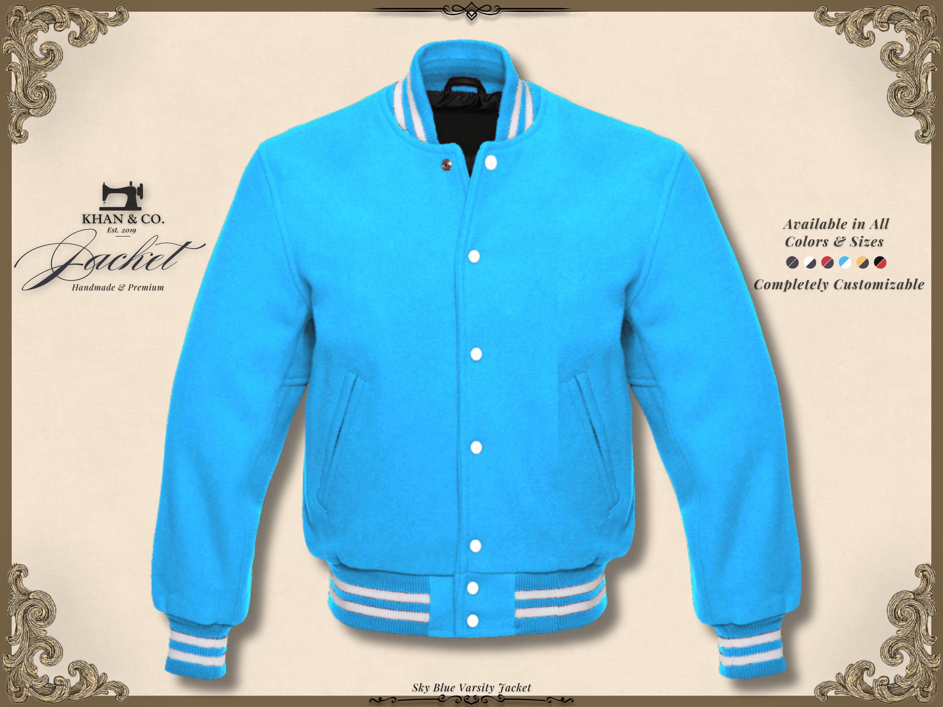 Navy Blue Wool Varsity Jacket: Letterman Baseball Style, All Colors ...