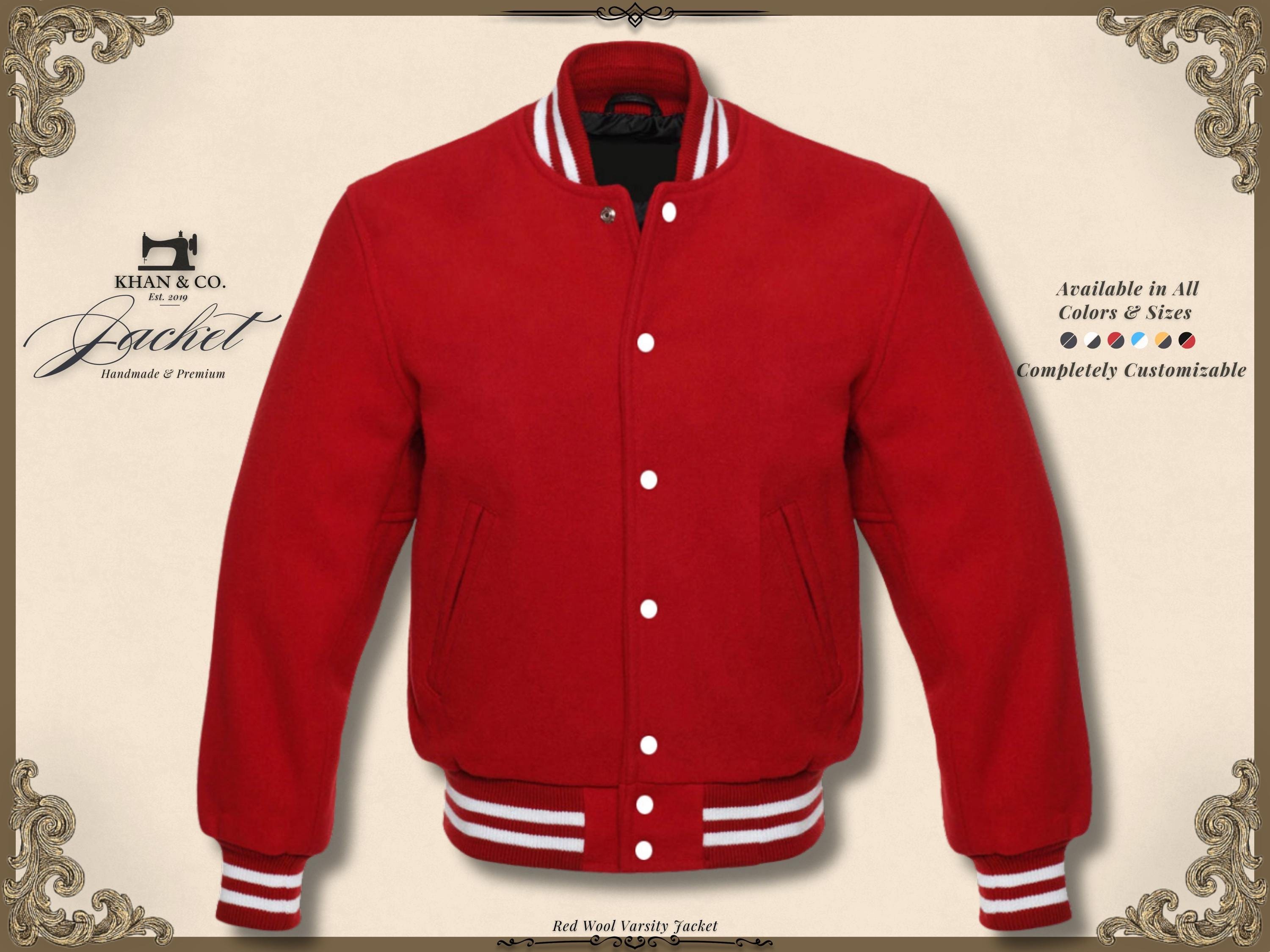 Navy Blue Wool Varsity Jacket: Letterman Baseball Style, All Colors ...