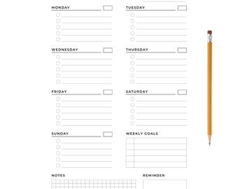 Weekly to Do List Printable, Weekly Task List Template, Weekly Planner ...