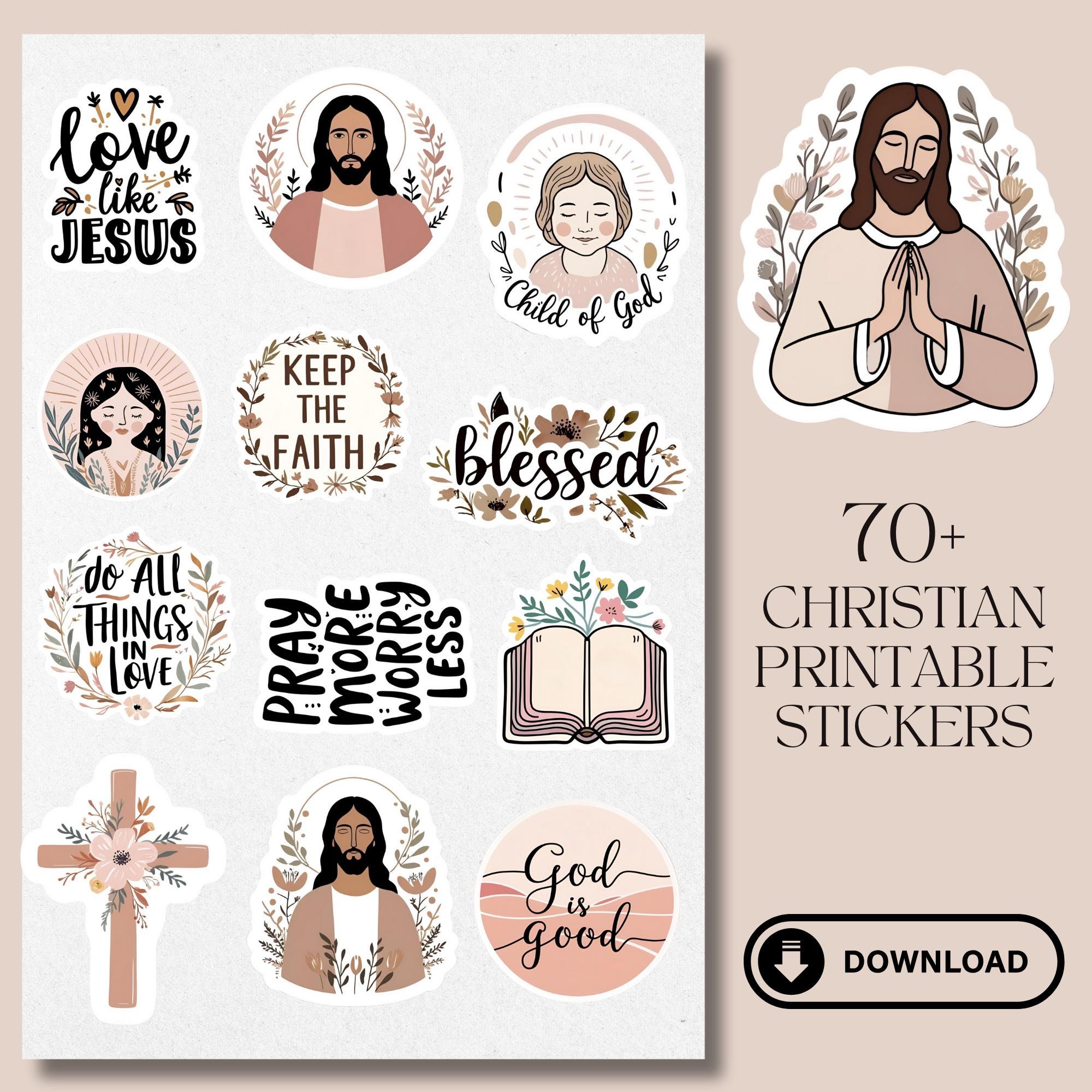 Catholic Stickers Bundle Printable – Jesus Stickers, Scripture Quotes ...