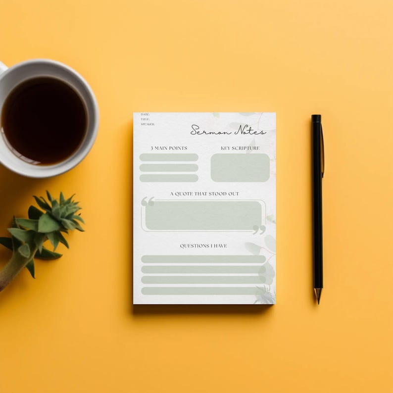 Printable Sermon Notes Pages – Faith-based Bible Study Guide (digital ...