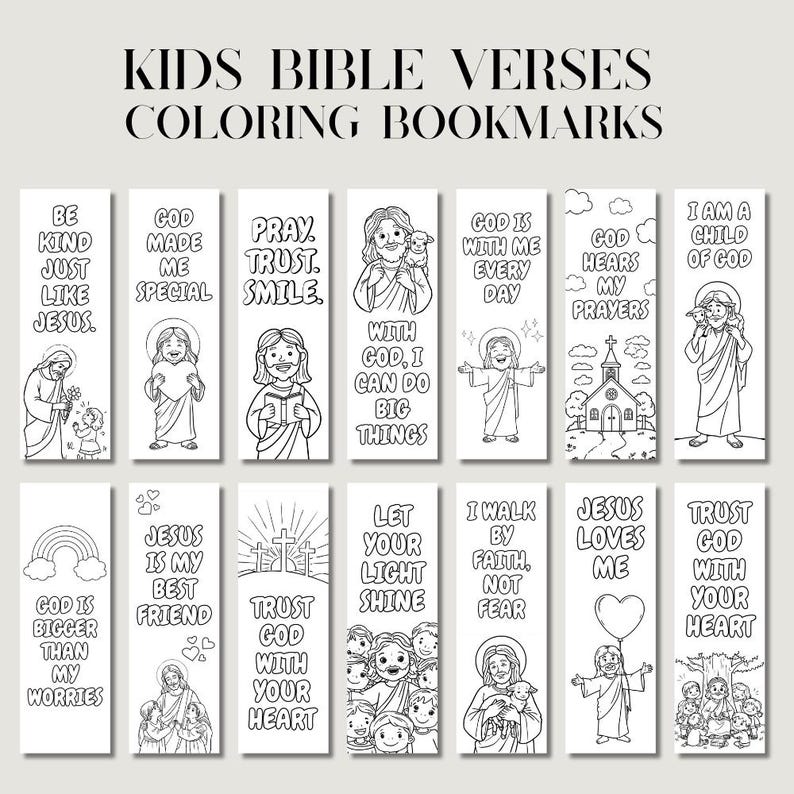Bible Verse Coloring Bookmarks for Kids, Printable Scripture Bookmark ...