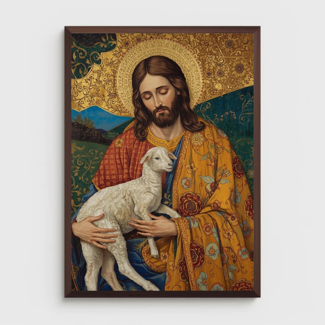 Jesus der gute Hirte Art Printable | Lamm Gottes katholische Ikonen ...