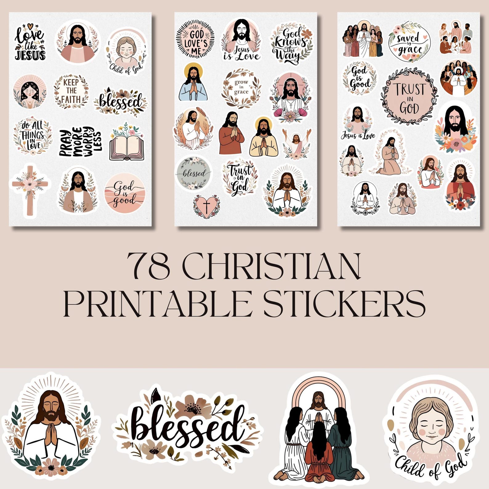 Catholic Stickers Bundle Printable – Jesus Stickers, Scripture Quotes ...