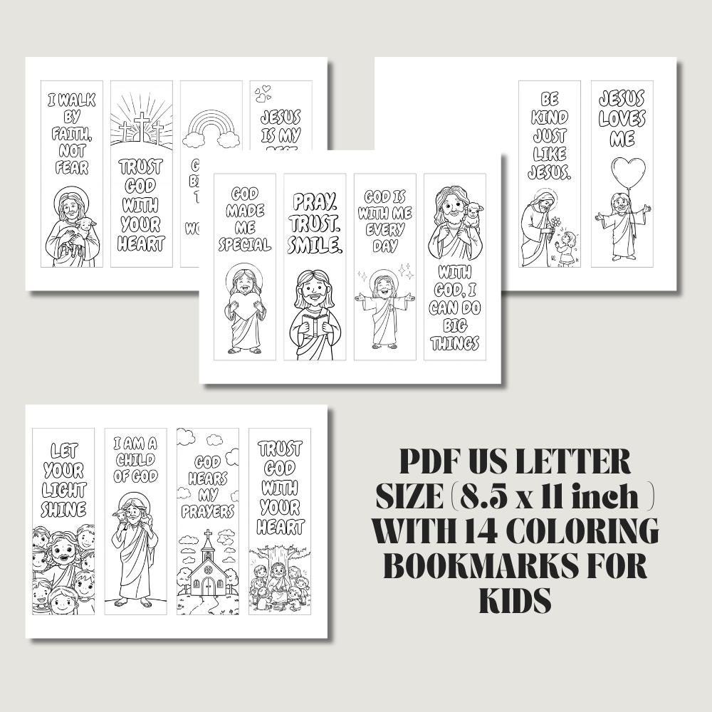 Bible Verse Coloring Bookmarks for Kids, Printable Scripture Bookmark ...