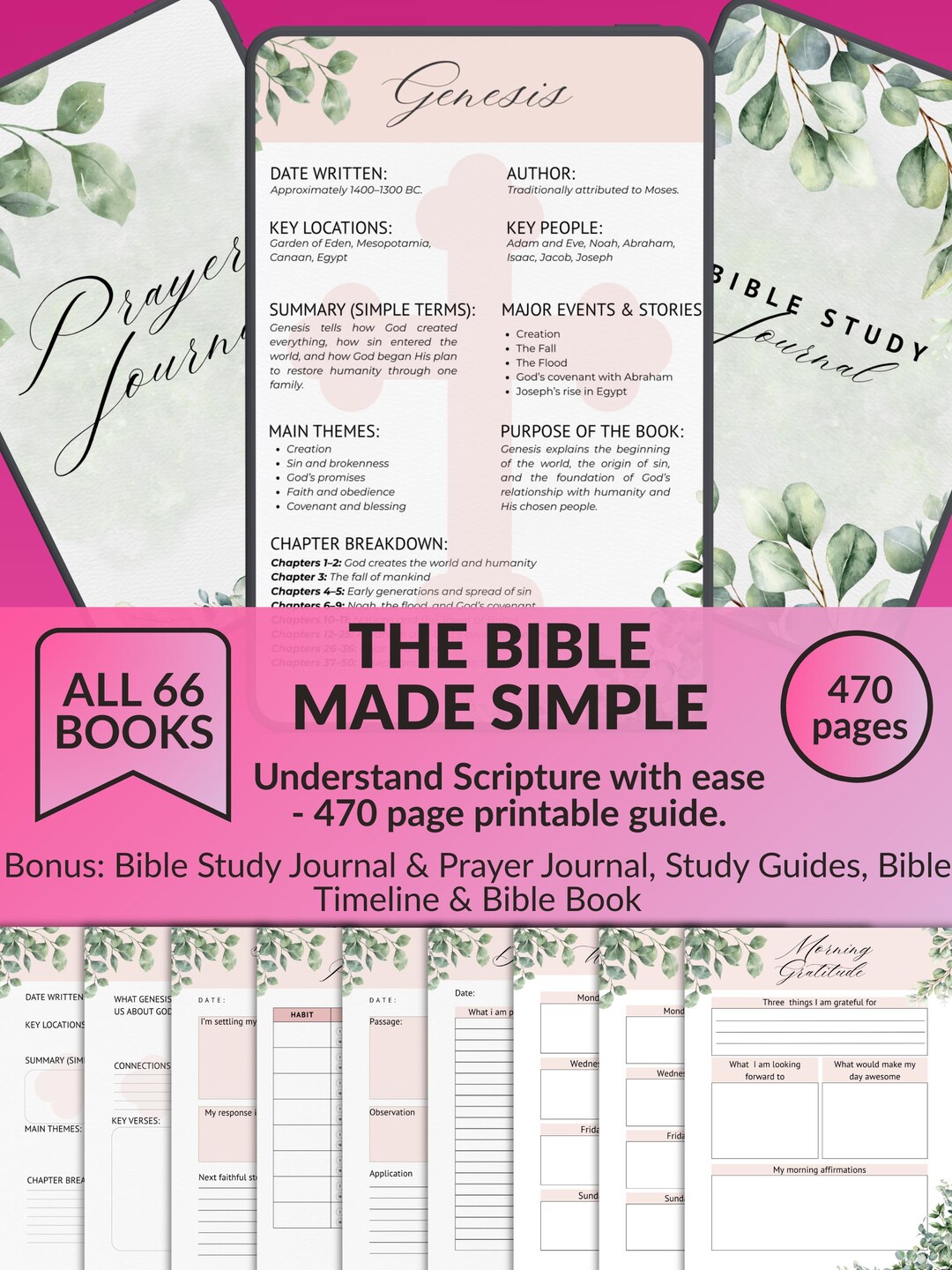 Bible Study Bundle | Entire Bible Made Simple, Prayer Journal, Bible ...