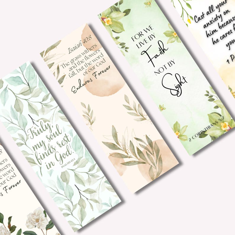 Floral Bible Verse Bookmarks: Christian Study Tools (set of 5) - Etsy