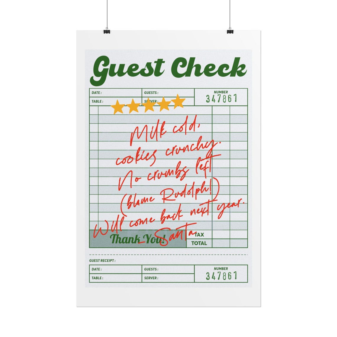 Guest Check Diner Receipt Poster Rolled Posters | Vintage Restaurant ...