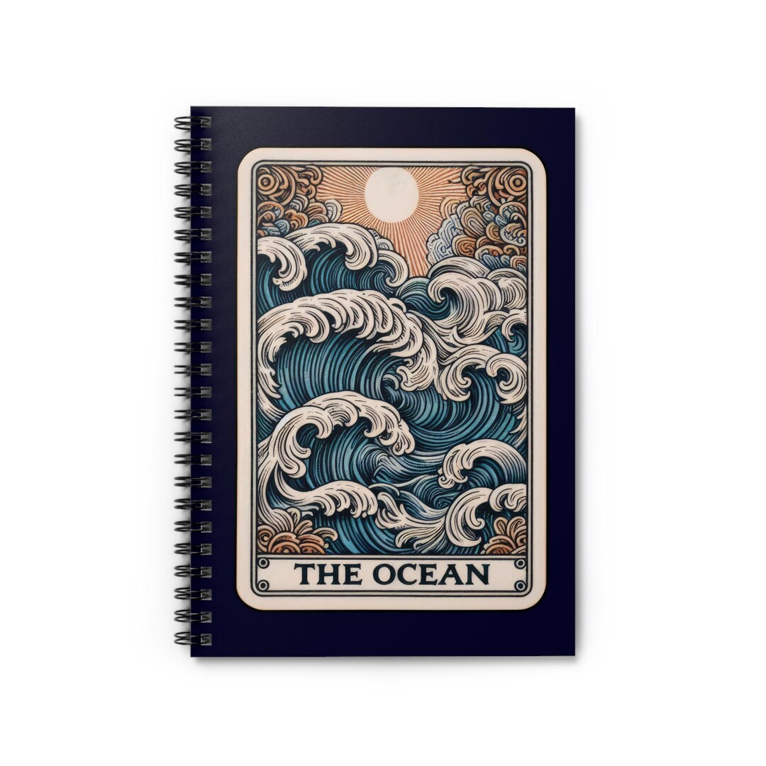 Ocean Wave Tarot Illustration Spiral Notebook | Ruled Journal ...