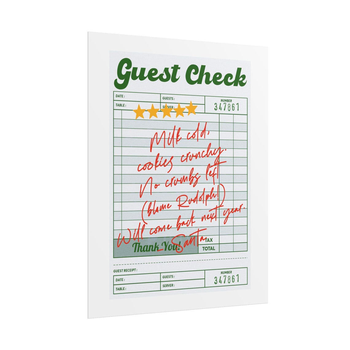 Guest Check Diner Receipt Poster Rolled Posters | Vintage Restaurant ...