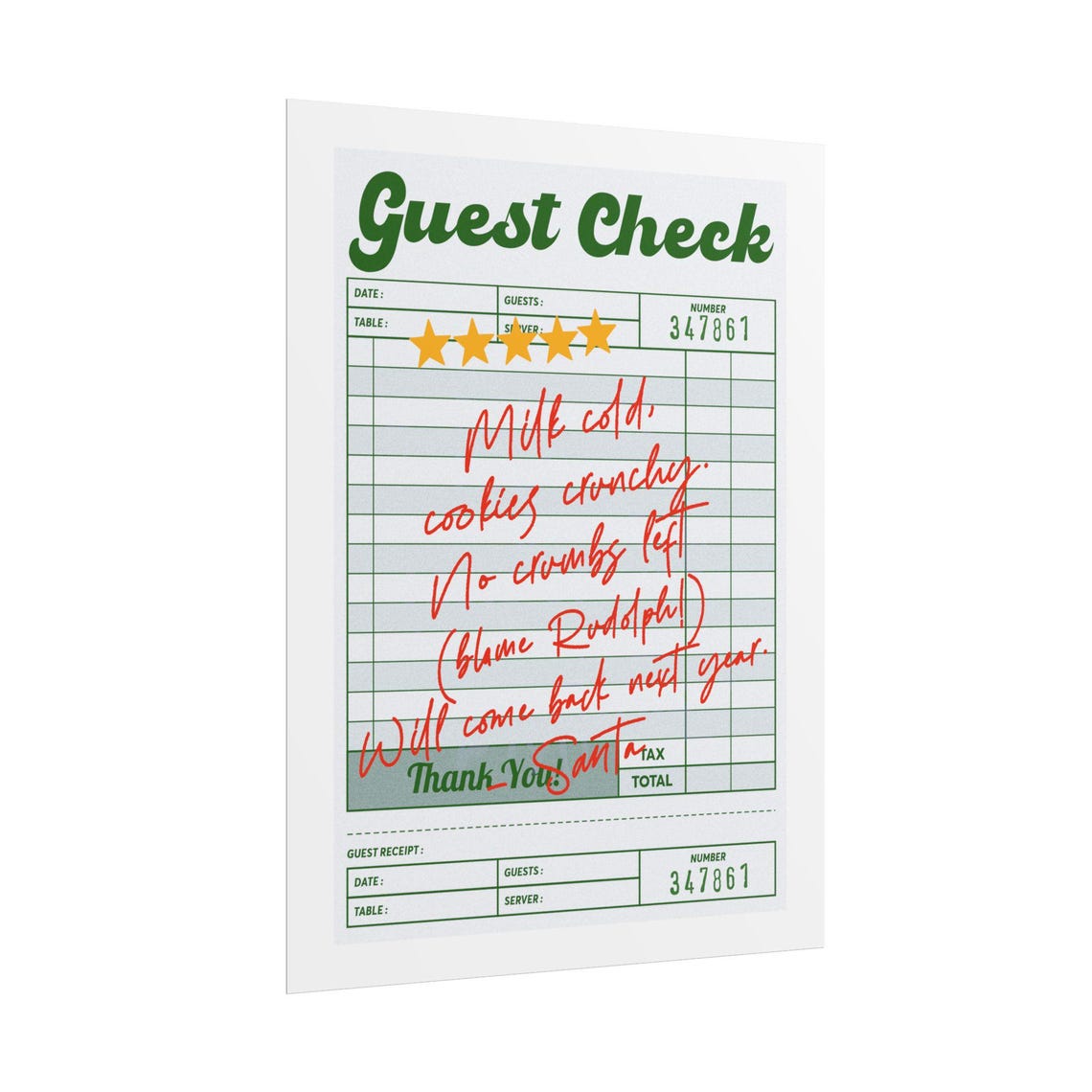 Guest Check Diner Receipt Poster Rolled Posters | Vintage Restaurant ...
