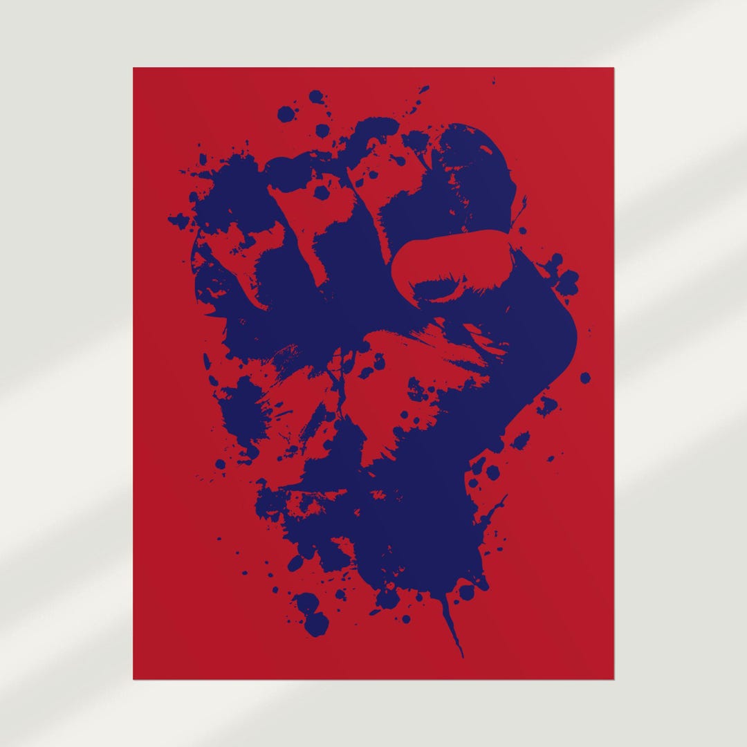 Red and Blue Ink Splatter Protest Fist Rolled Posters - Etsy