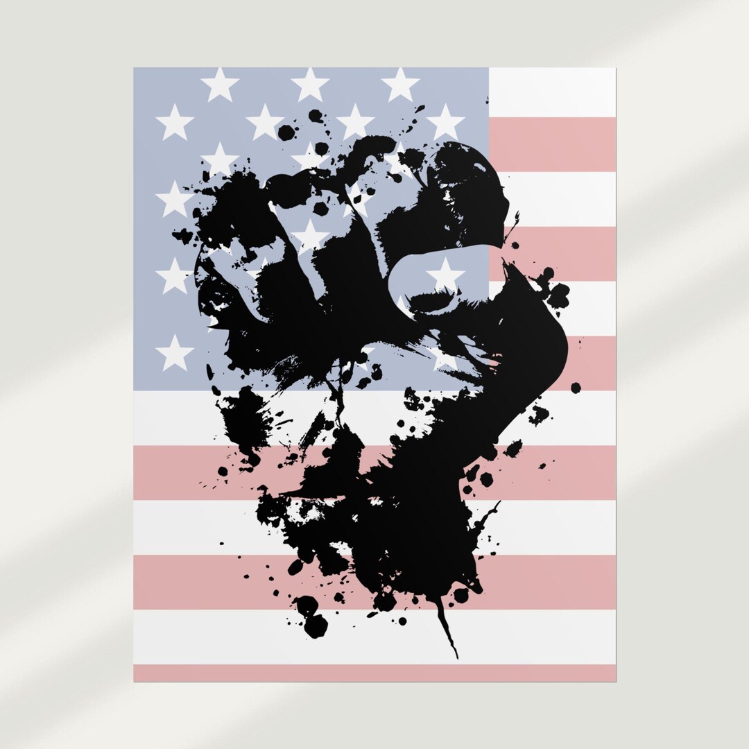 American Flag and Ink Splatter Protest Fist Rolled Posters - Etsy