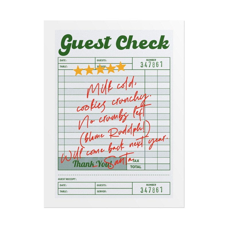 Guest Check Diner Receipt Poster Rolled Posters | Vintage Restaurant ...