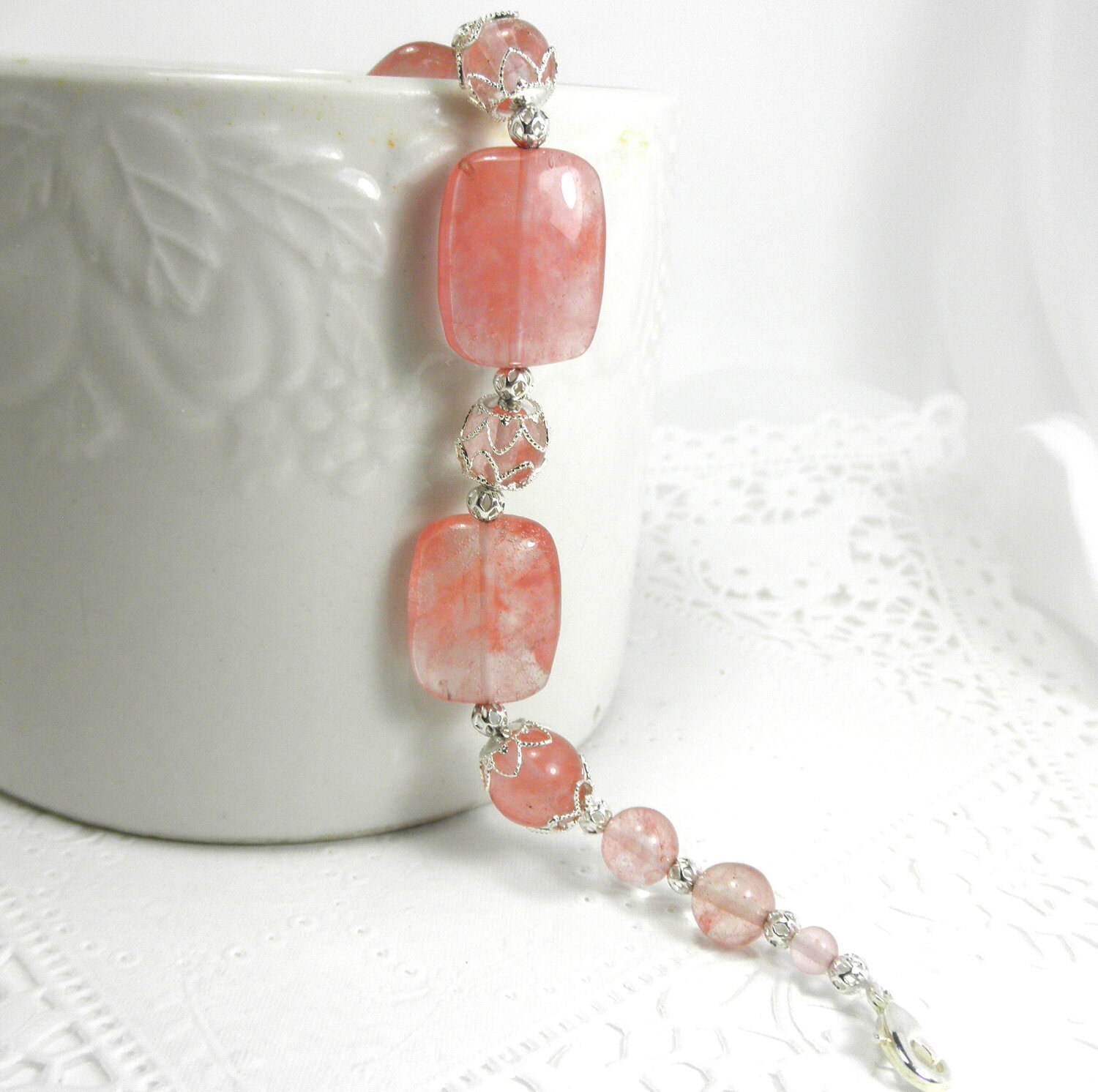 Tiger Cherry Quartz Cherry Quartz Glass SP Filigree and - Etsy