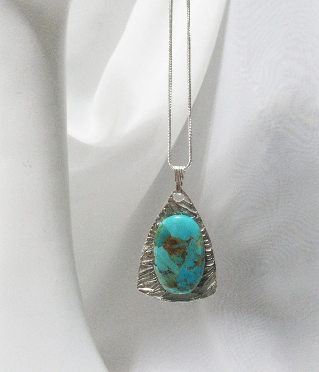99.9 Pure Silver & Natural Blue Turquoise Pendant Necklace - Etsy