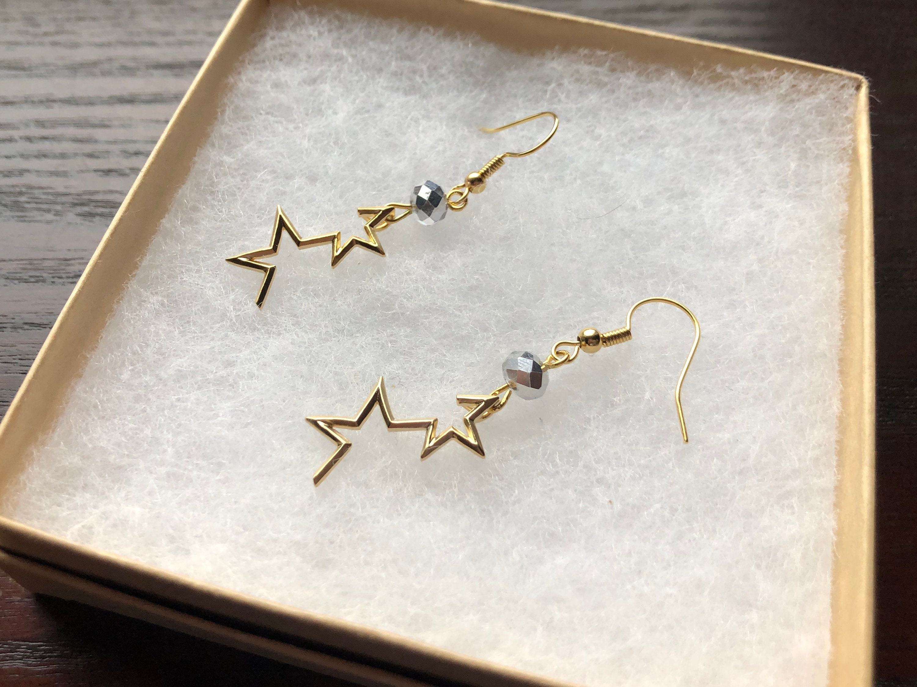 The Starlight Star Bright Gold Star Charm Dangle With Silver Iridescent ...