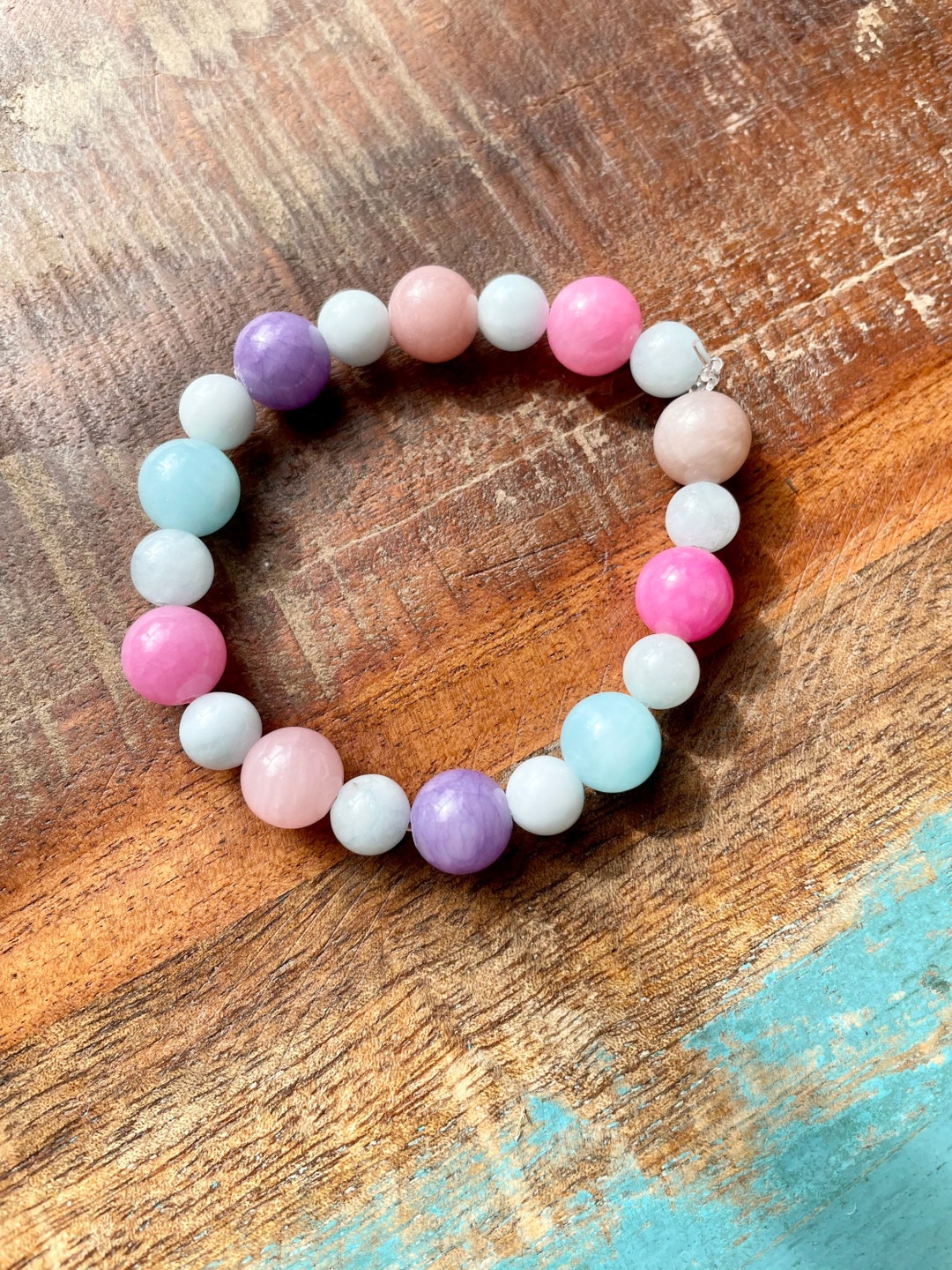 The Gumball- Amazonite and Quartz Round Stone Pink, Purple, Blue ...