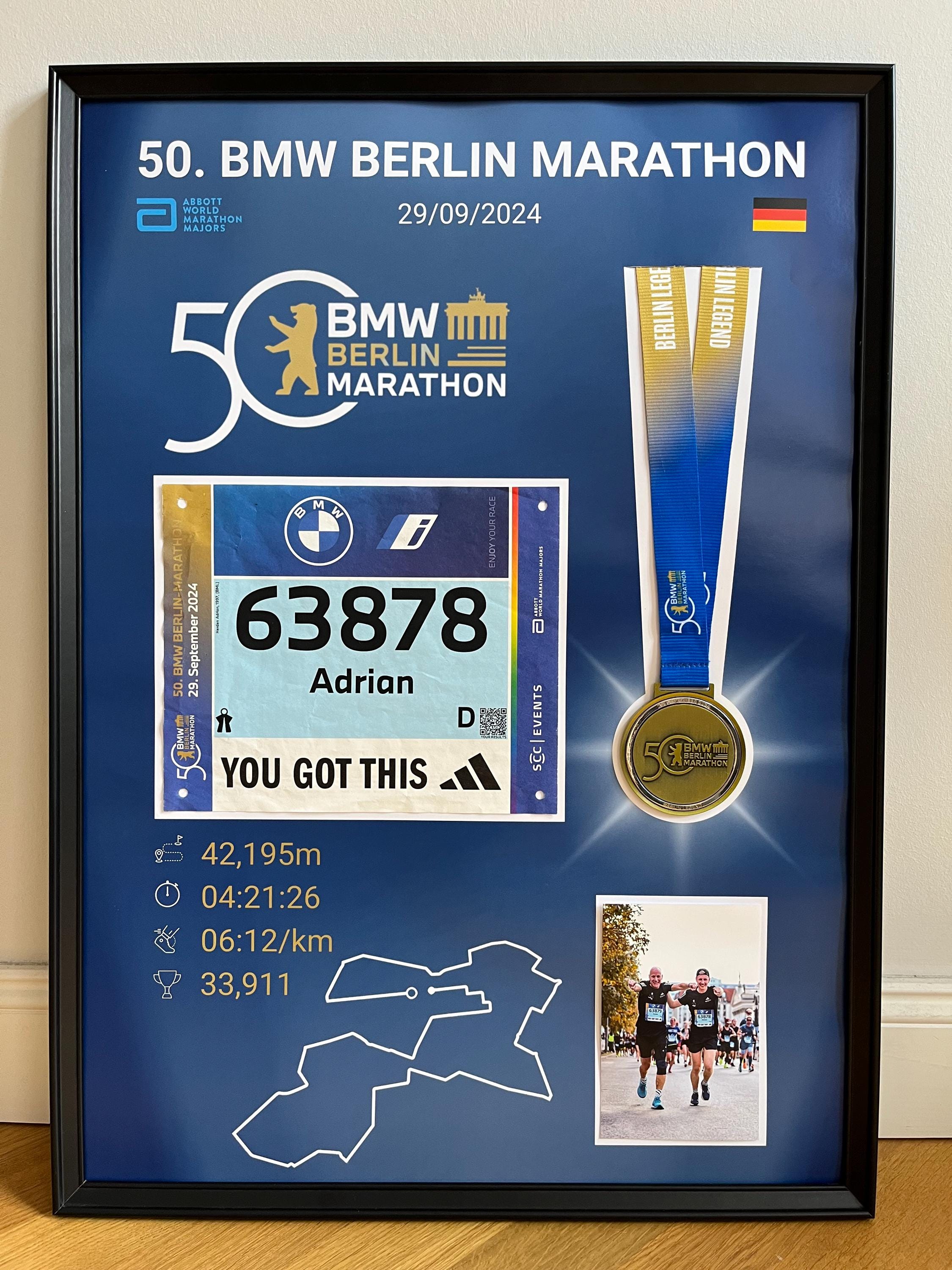 Personalized Marathon Wall Art With Medal & Start Number – Running ...
