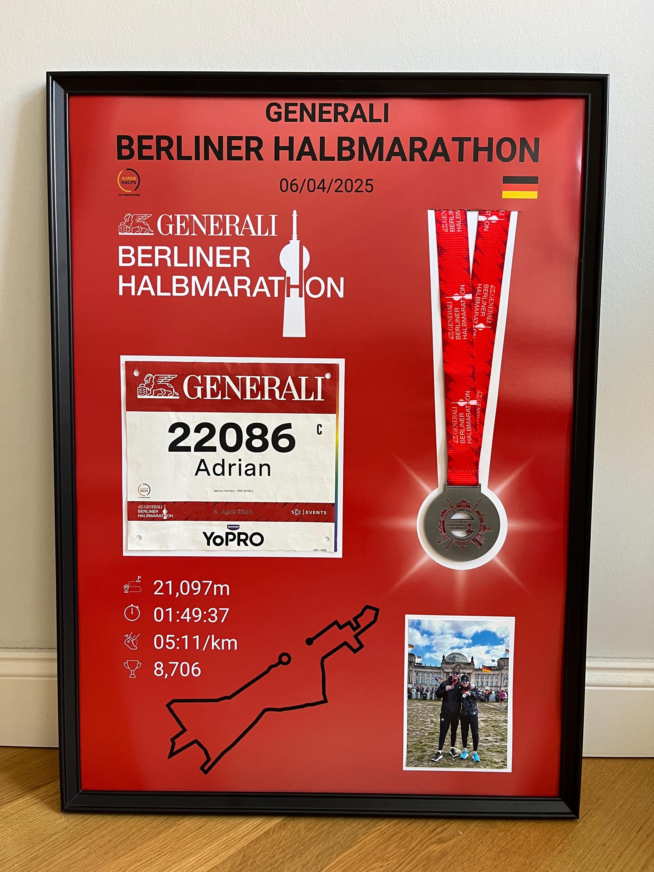 Personalized Marathon Wall Art With Medal & Start Number – Running ...
