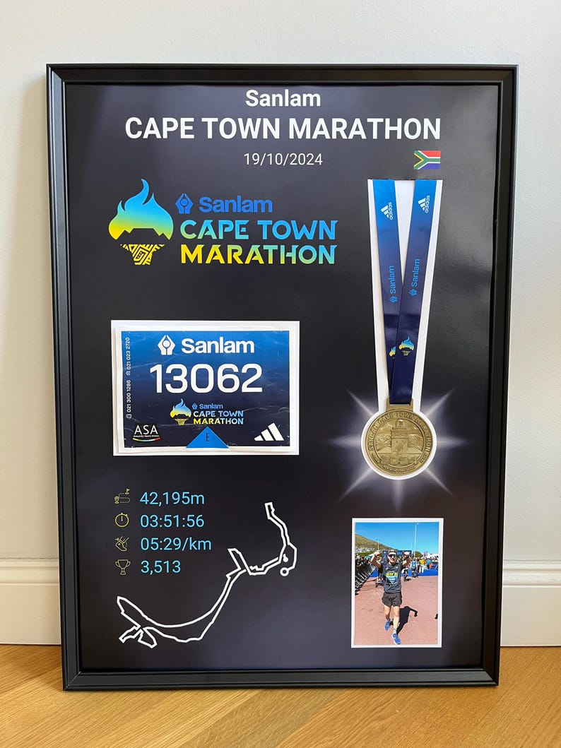 Personalized Marathon Wall Art With Medal & Start Number – Running ...