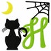 Black Cat Fall Halloween Monogram Embroidery Font Design | Etsy
