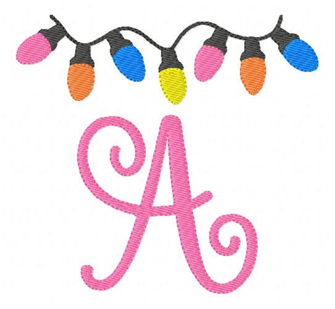 Christmas Lights Embroidery Font Designs 5x7 Monogram Set // Joyful ...