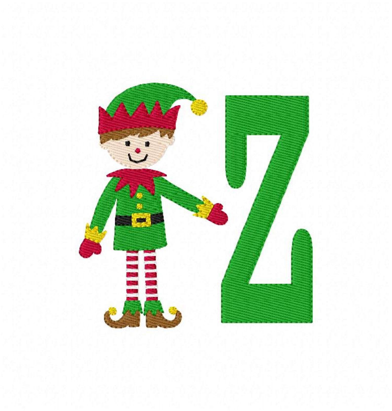 Christmas Elf Monogram Embroidery Design Font Elf Embroidery | Etsy