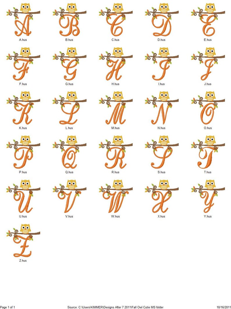 Owl Monogram Machine Embroidery Design Set Spring Baby Owl. - Etsy