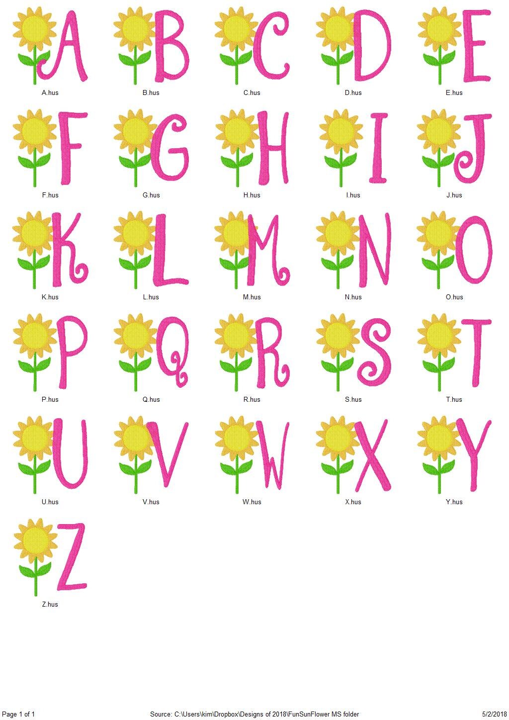 Sunflower // Machine Embroidery Monogram Font Design Set, Sunflower ...