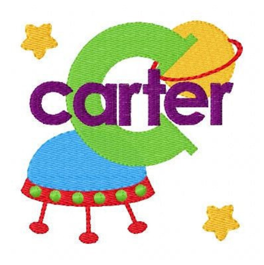 Space Ship Monogram Machine Embroidery Design Font Set// Space ...