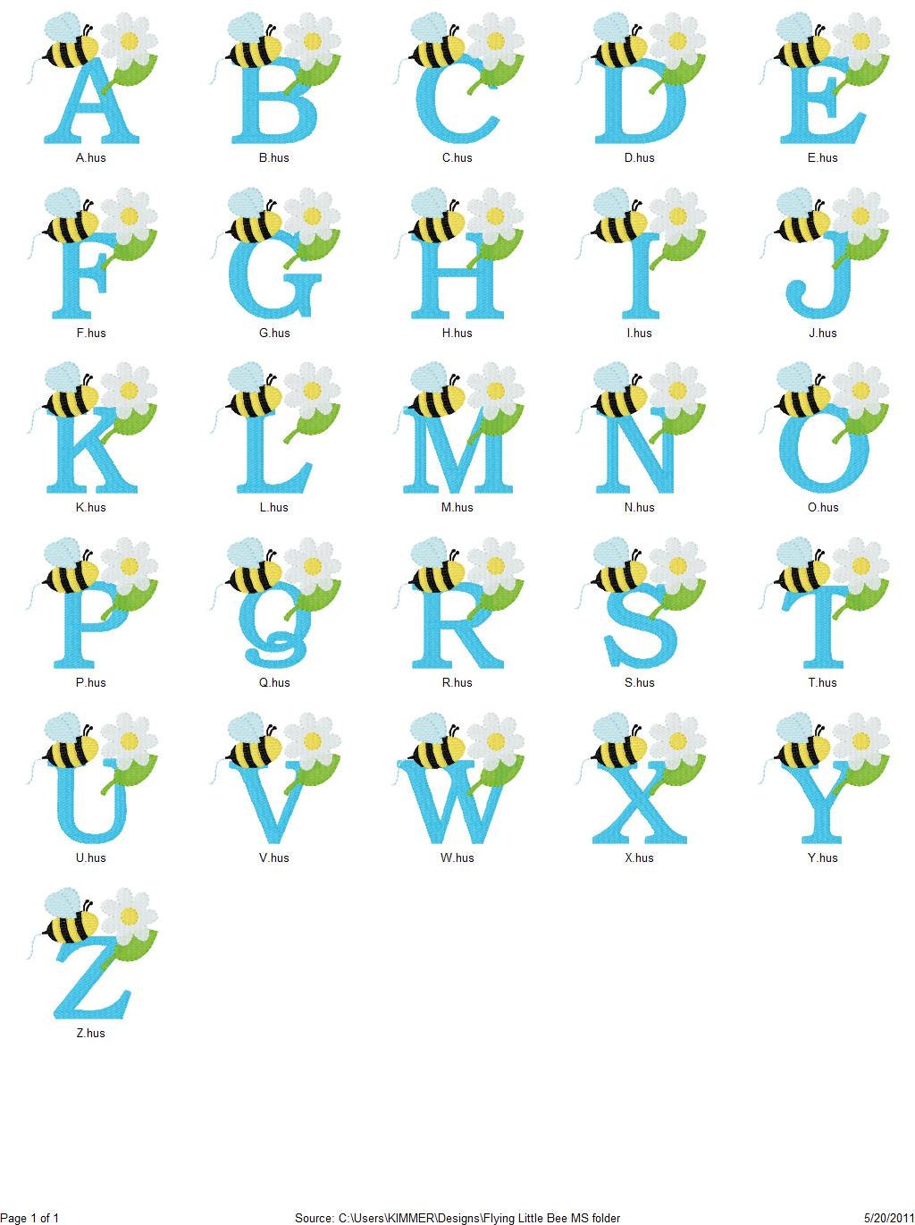 Flying Little Bee Monogram Machine Embroidery Font Designs // | Etsy