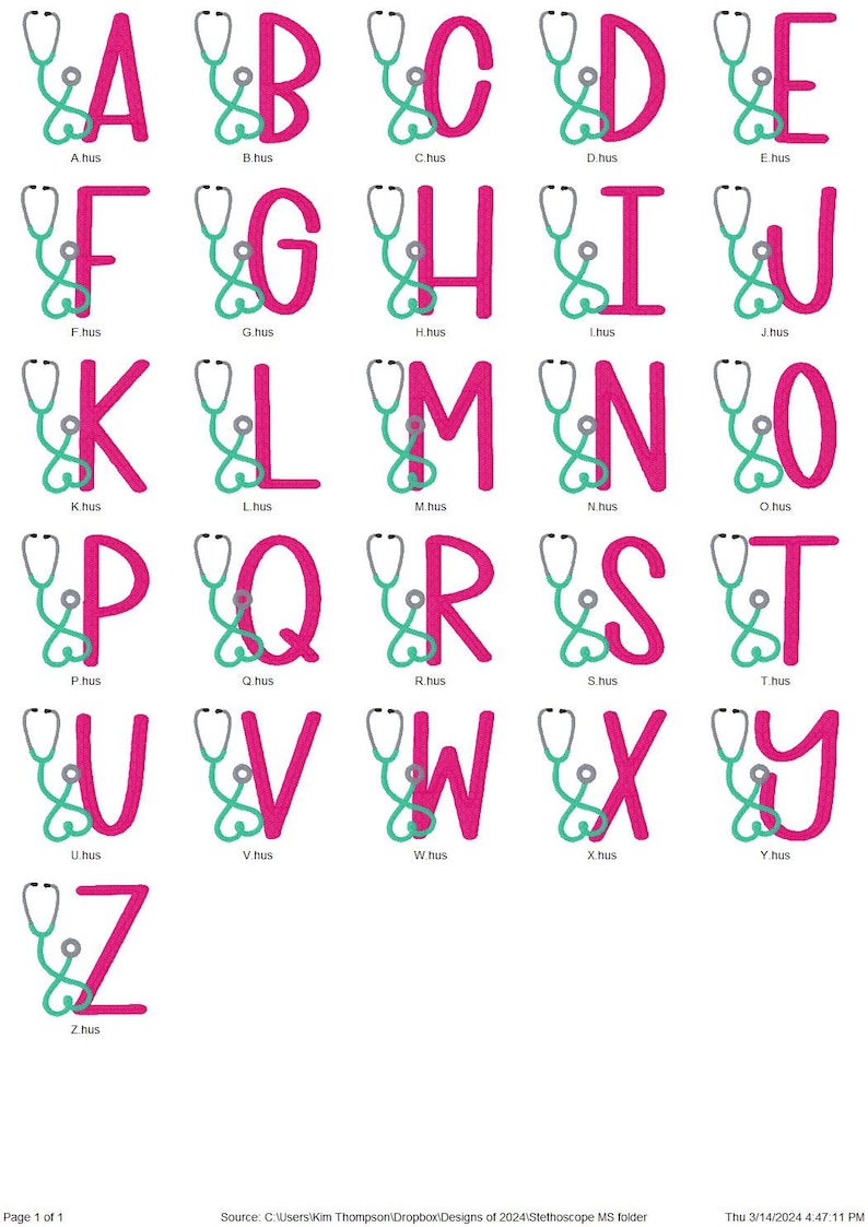 Stethoscope Nurse Medical Monogram Embroidery Design, Joyful Stitches ...