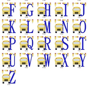 Embroidery Fonts, School // School Bus // Machine Embroidery Monogram ...