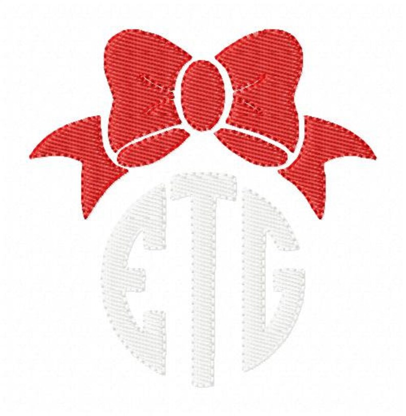 Bow Circle Monogram Embroidery Design Font Set Bow Embroidery - Etsy