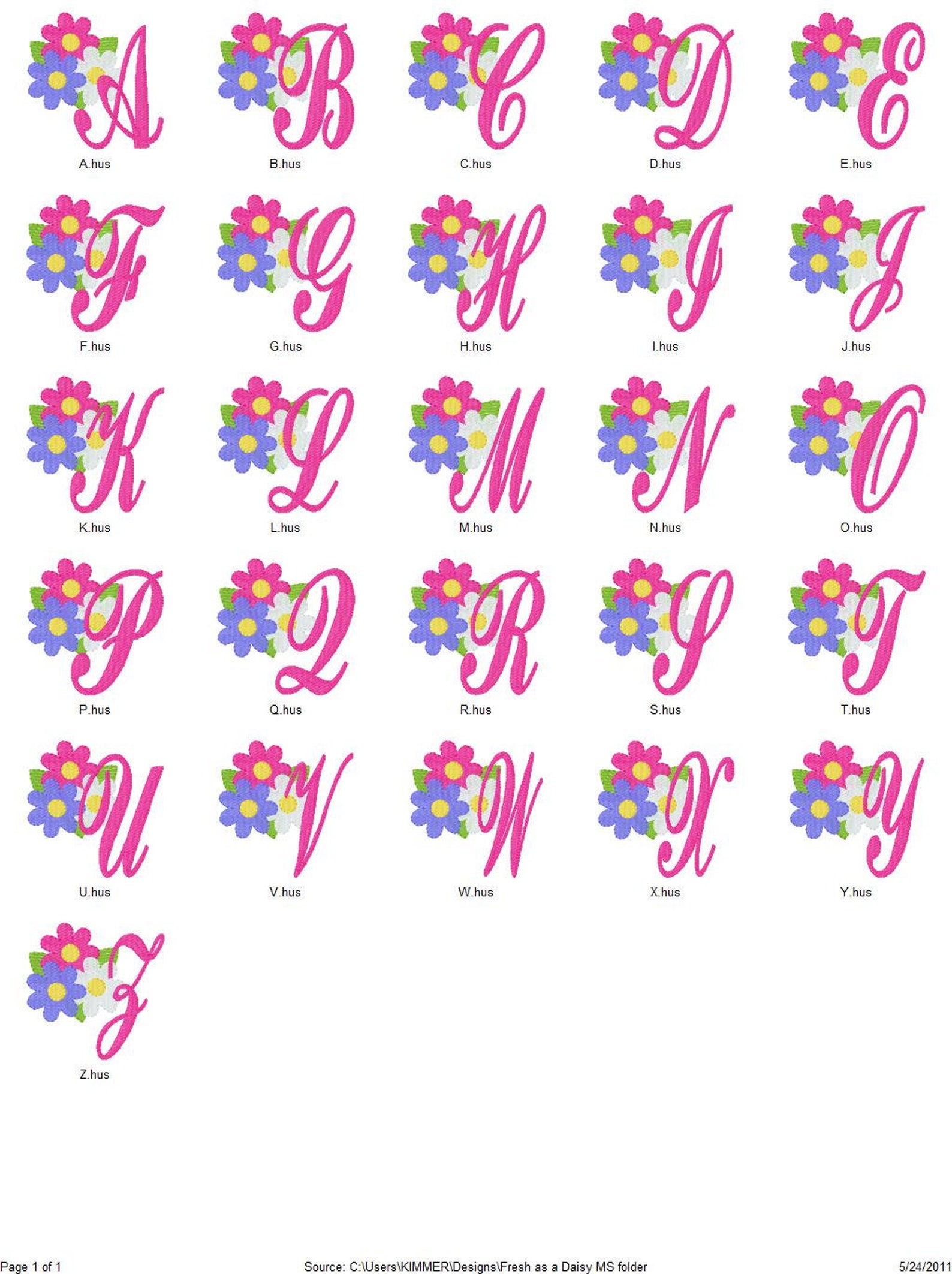 Daisy Flowers Monogram Machine Embroidery Font Designs, Machine ...