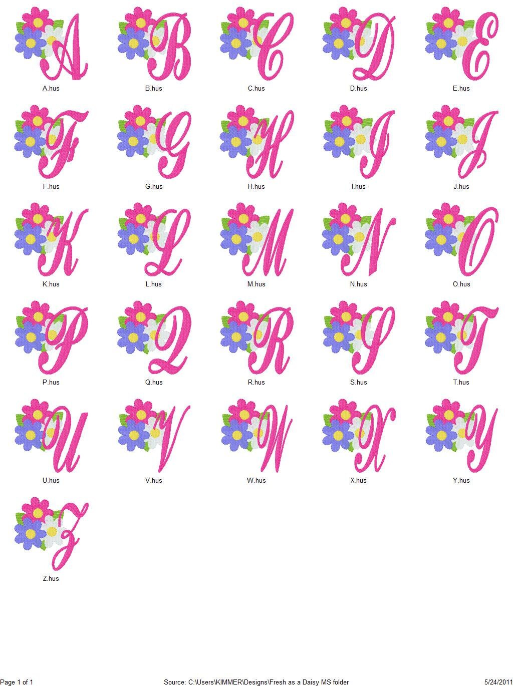 Daisy Flowers Monogram Machine Embroidery Font Designs, Machine ...