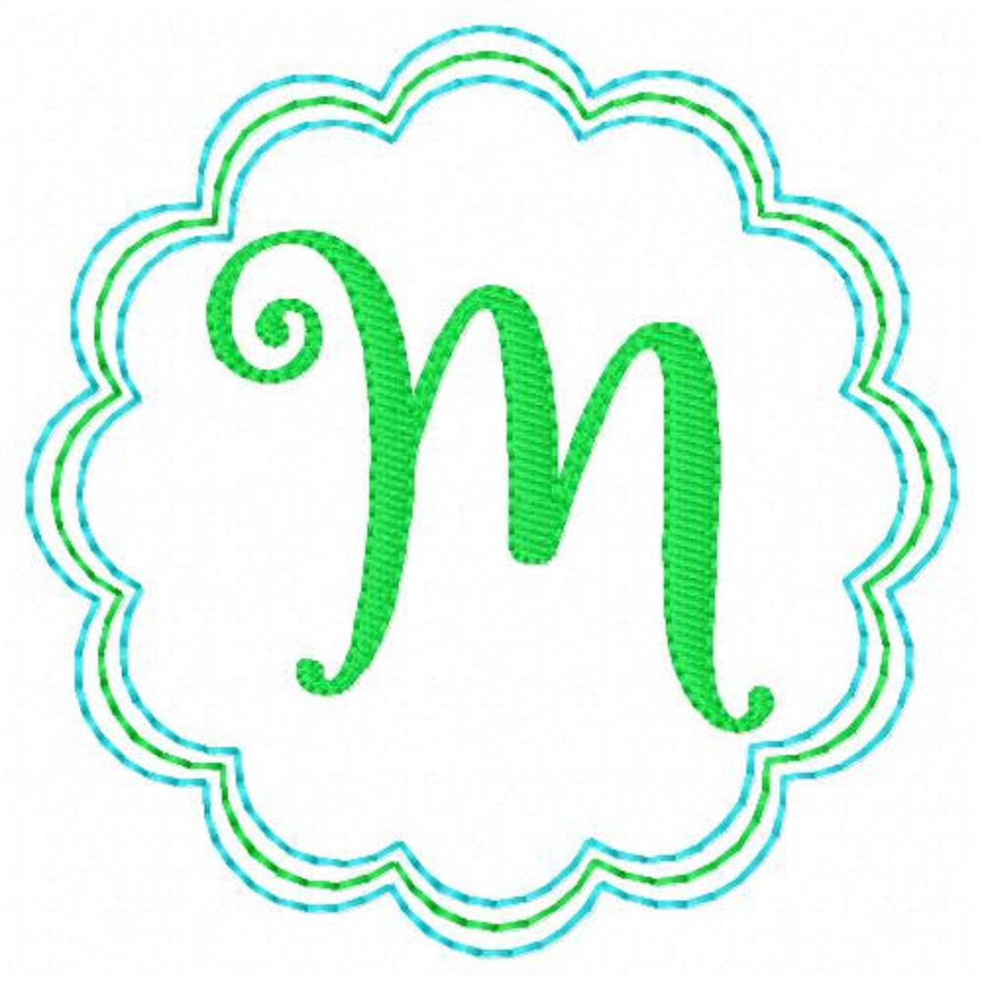 Scallop Circle Monogram Machine Embroidery Design Font, Machine ...