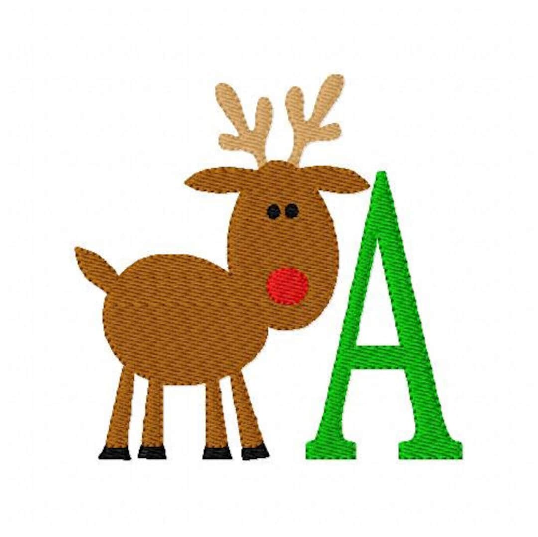 Reindeer Christmas Monogram Machine Embroidery Font Design Set ...