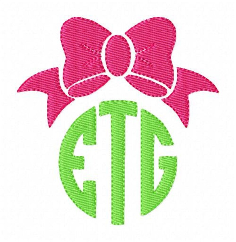 Bow Circle Monogram Embroidery Design Font Set Bow Embroidery - Etsy