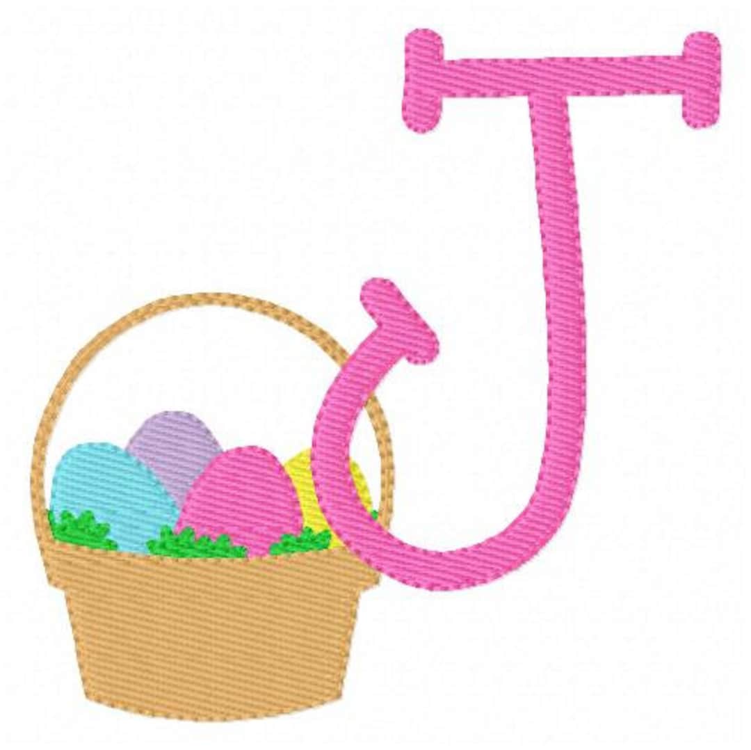 Easter Basket Spring Machine Embroidery Designs Monogram Font Design ...