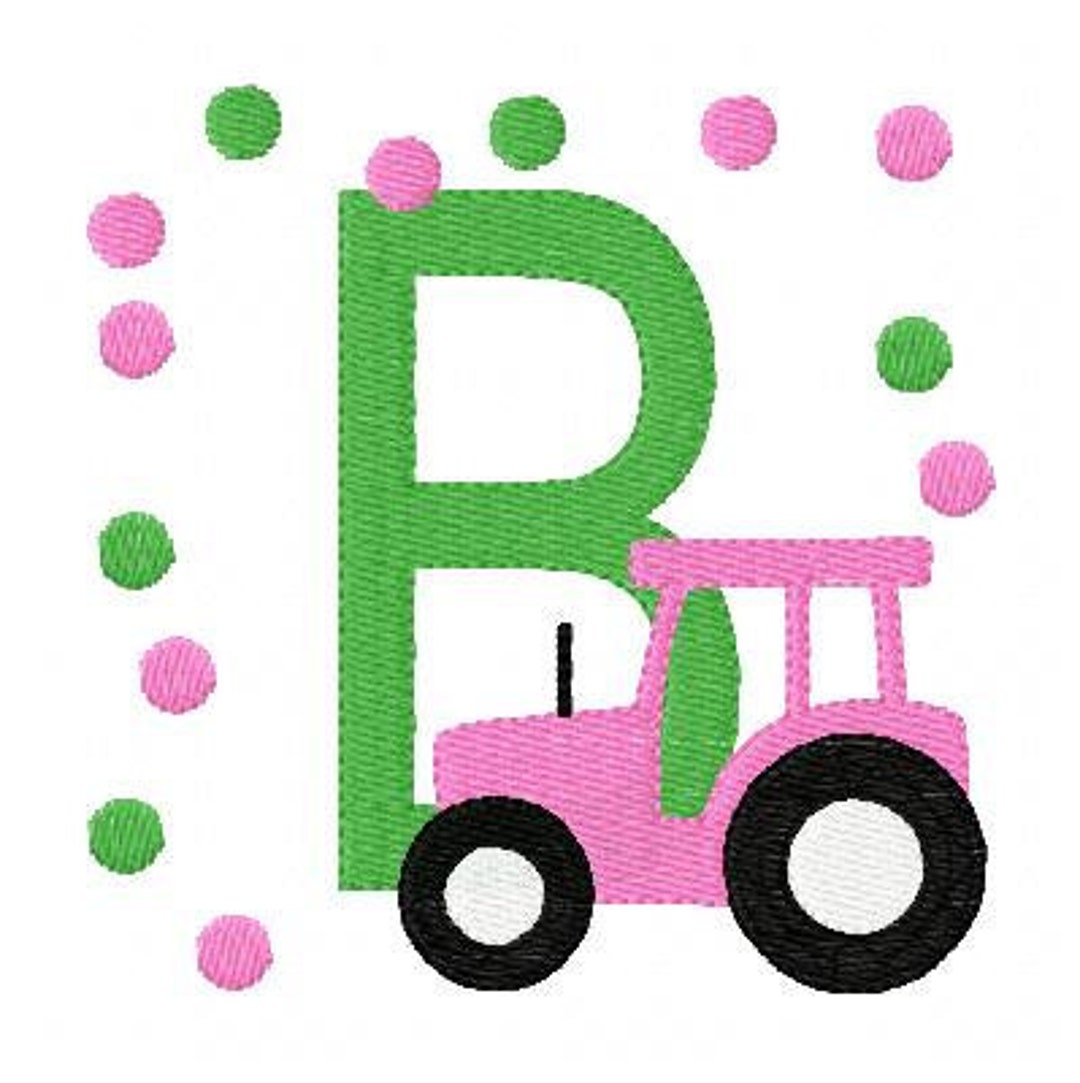 Tractor Monogram Machine Embroidery Design Set // Pink Tractor, Machine ...