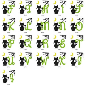 Black Cat, Fall, Halloween, Monogram Embroidery Font Design Set ...