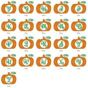 Pumpkin Vine Fall Monogram Embroidery Design, Pumpkin Monogram Font ...