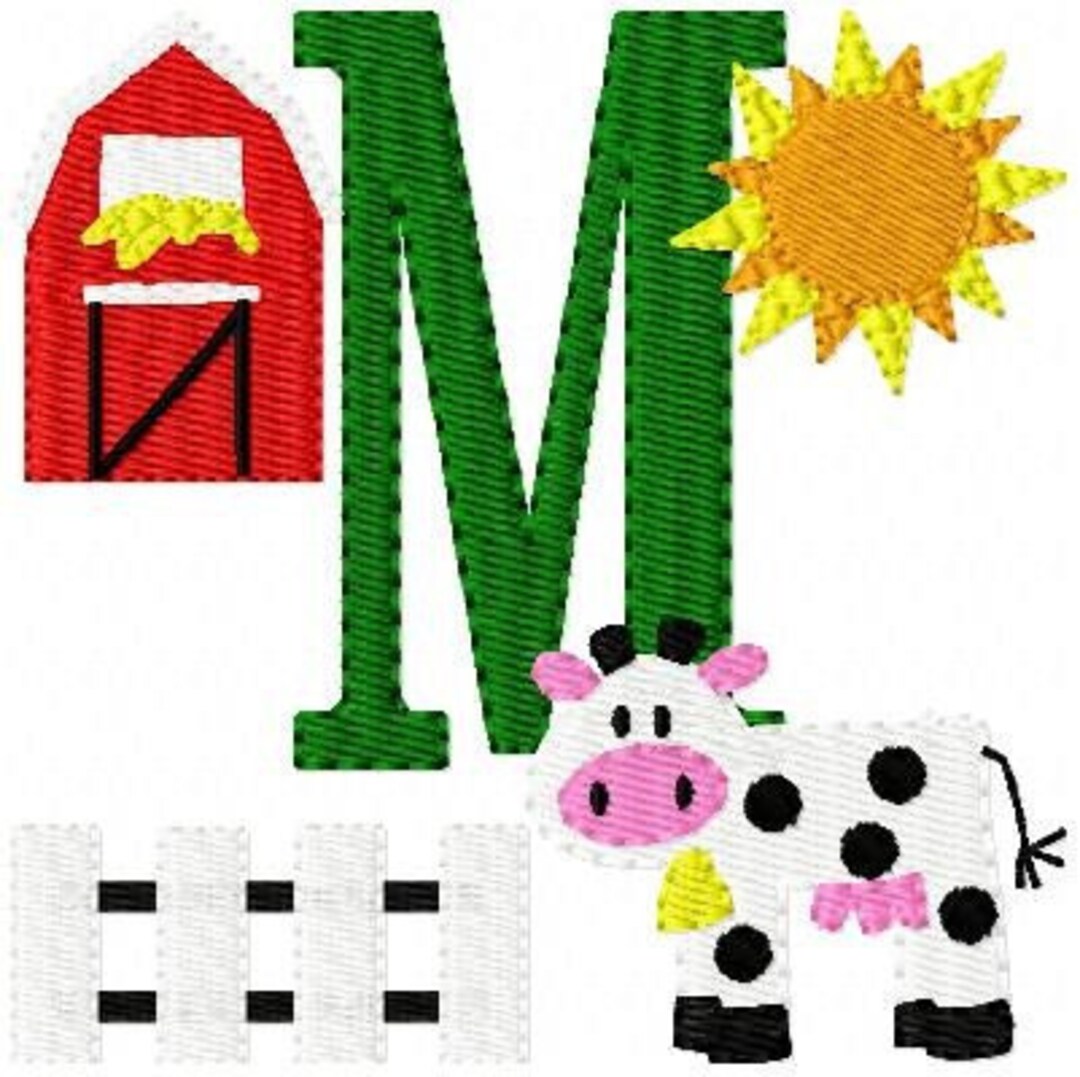 Cow // Farm // Monogram Machine Embroidery Font Design Set, Machine ...