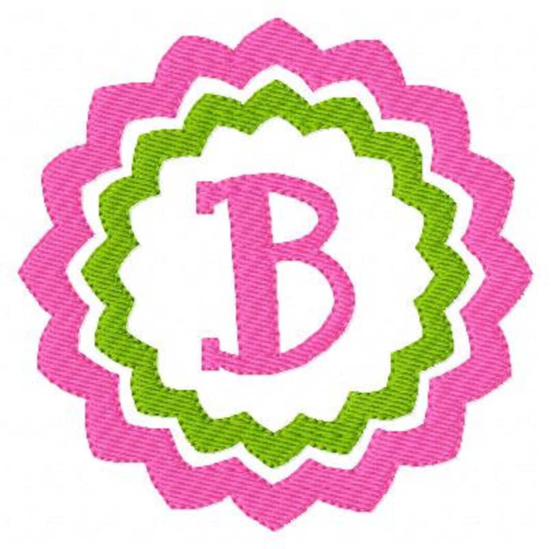 Circle Chevron Machine Embroidery Monogram Font Design Set, Machine ...