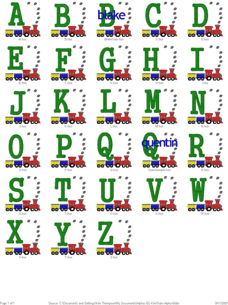 Train Monogram Embroidery Font Design Set, Machine Embroidery Designs ...