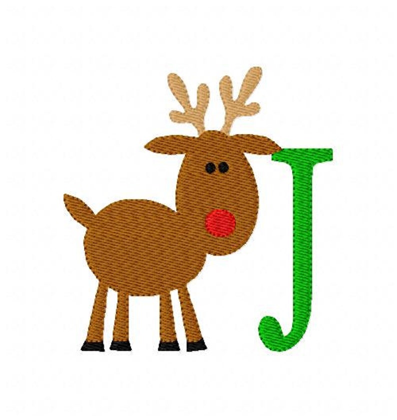 Reindeer Christmas Monogram Machine Embroidery Font Design Set ...