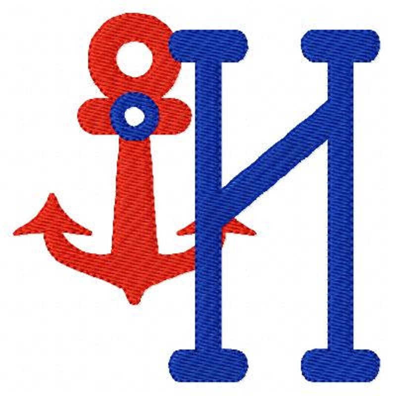 Anchor Summer Nautical Monogram Embroidery Font Design Set - Etsy